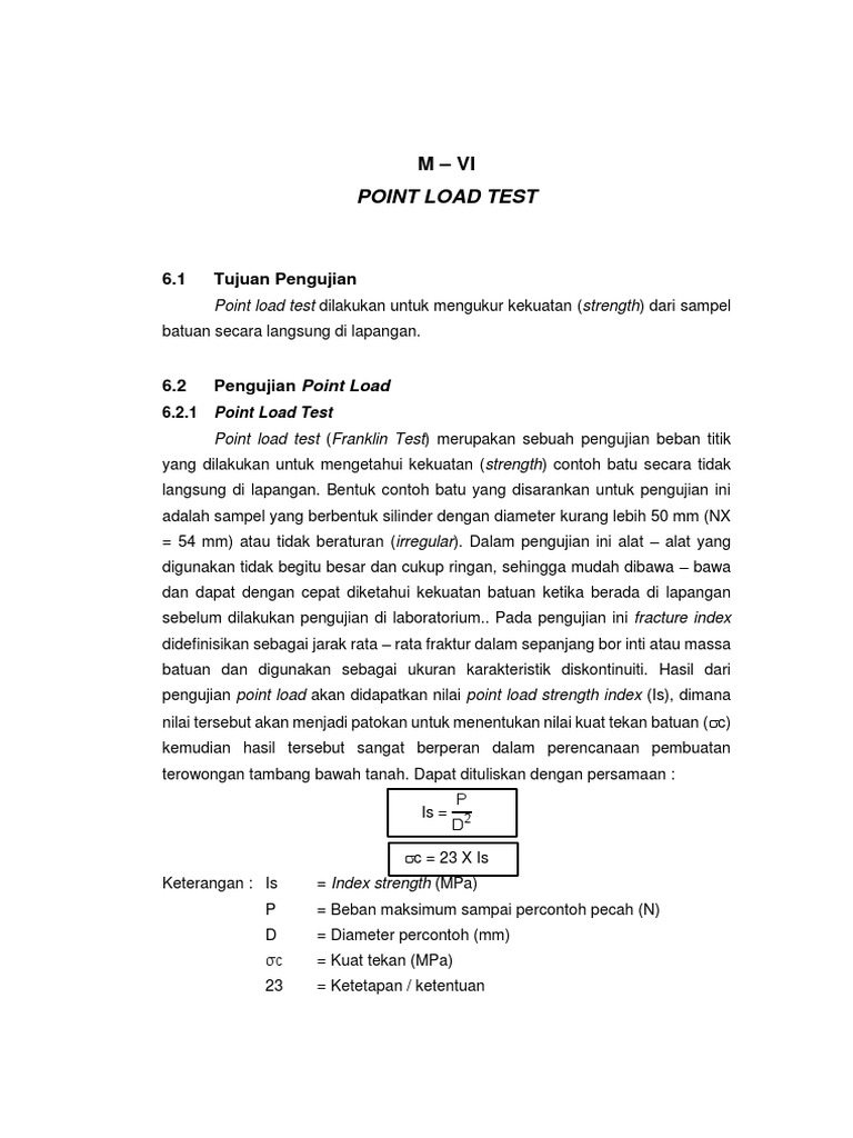 Uji Kekuatan Batuan dengan Point Load Test | PDF