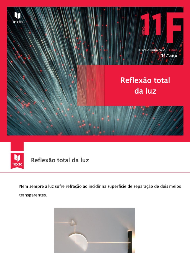 Reflexão total da luz em | PDF | Refração | Reflexão (Física)