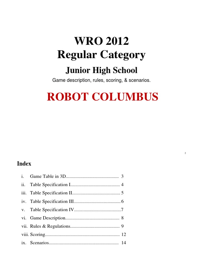 WRO 2012 Regular Category Junior High Level | PDF | Robot | Robotics