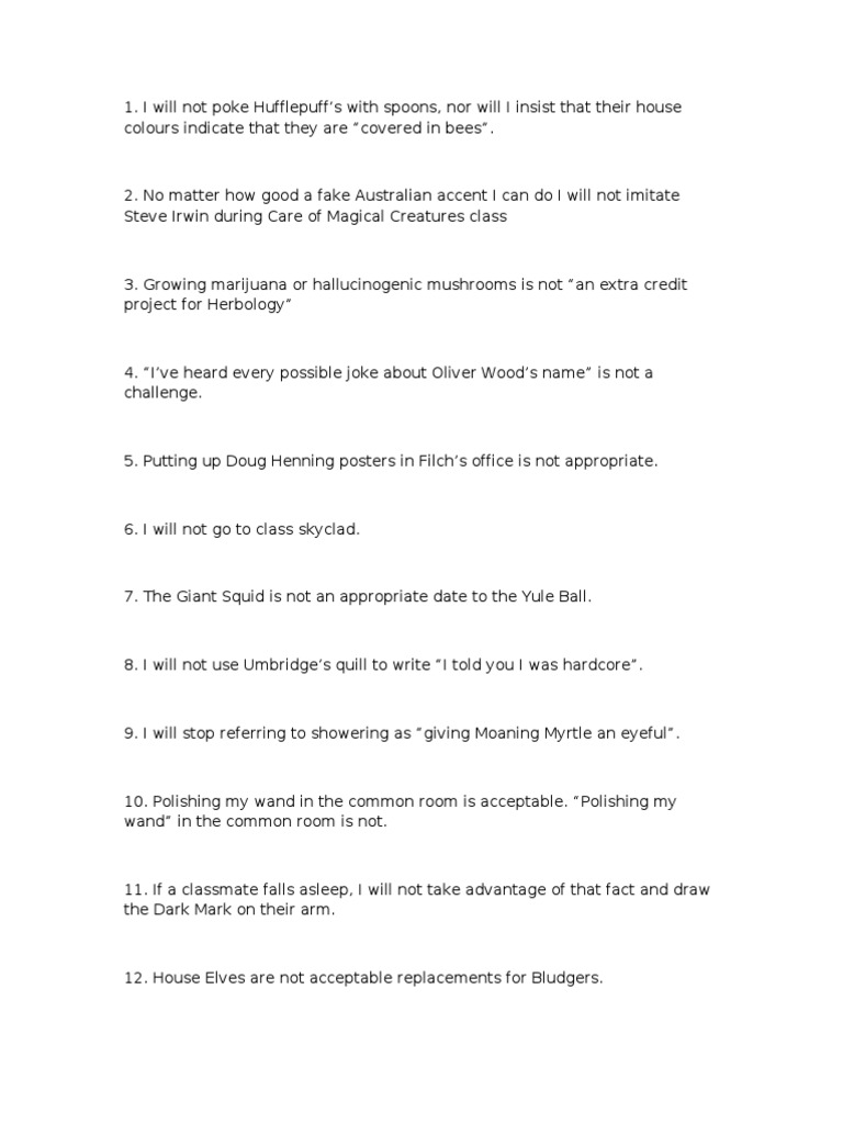 Hogwarts Rules | PDF | Magic (Paranormal) | Warner Bros. Franchises