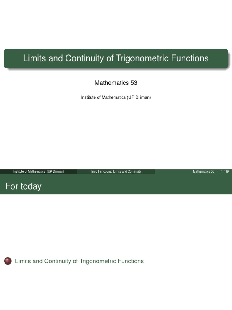 M53 Lec1.5 Limits and Continuity of Trigonometric Functions PDF | PDF ...