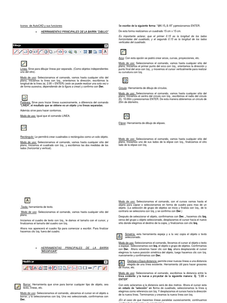 Iconos y Funciones de AutoCAD | PDF | Point and Click | Herramientas