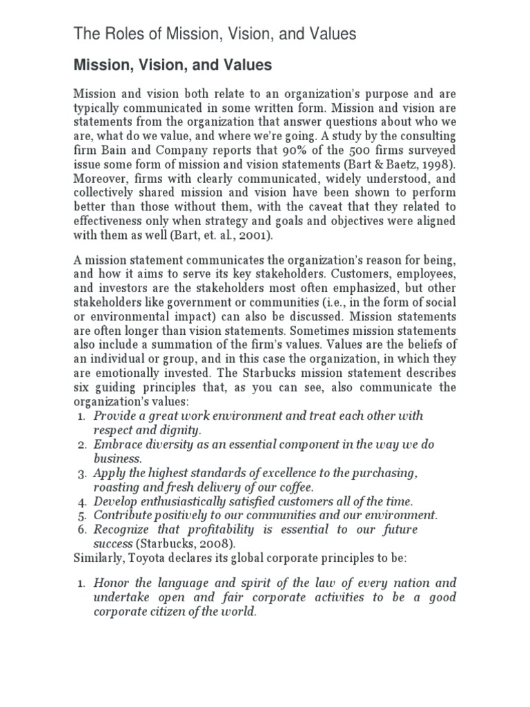 The Roles of Mission | Download Free PDF | Strategic Management ...