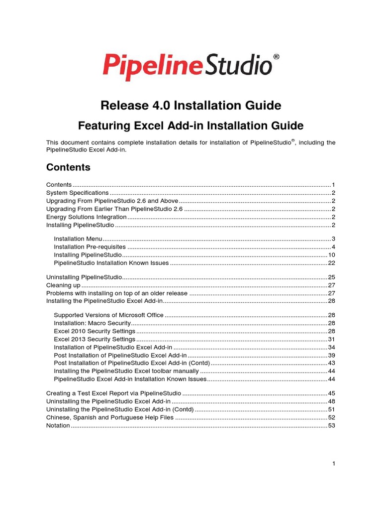 PipelineStudio Installation Guide | PDF | Microsoft Excel ...