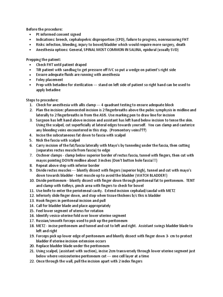 C Section Step by Step | PDF | Uterus | Surgical Suture
