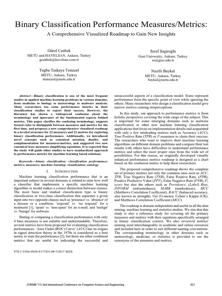 Binary Classification Metrics | PDF | Statistical Classification | Machine Learning