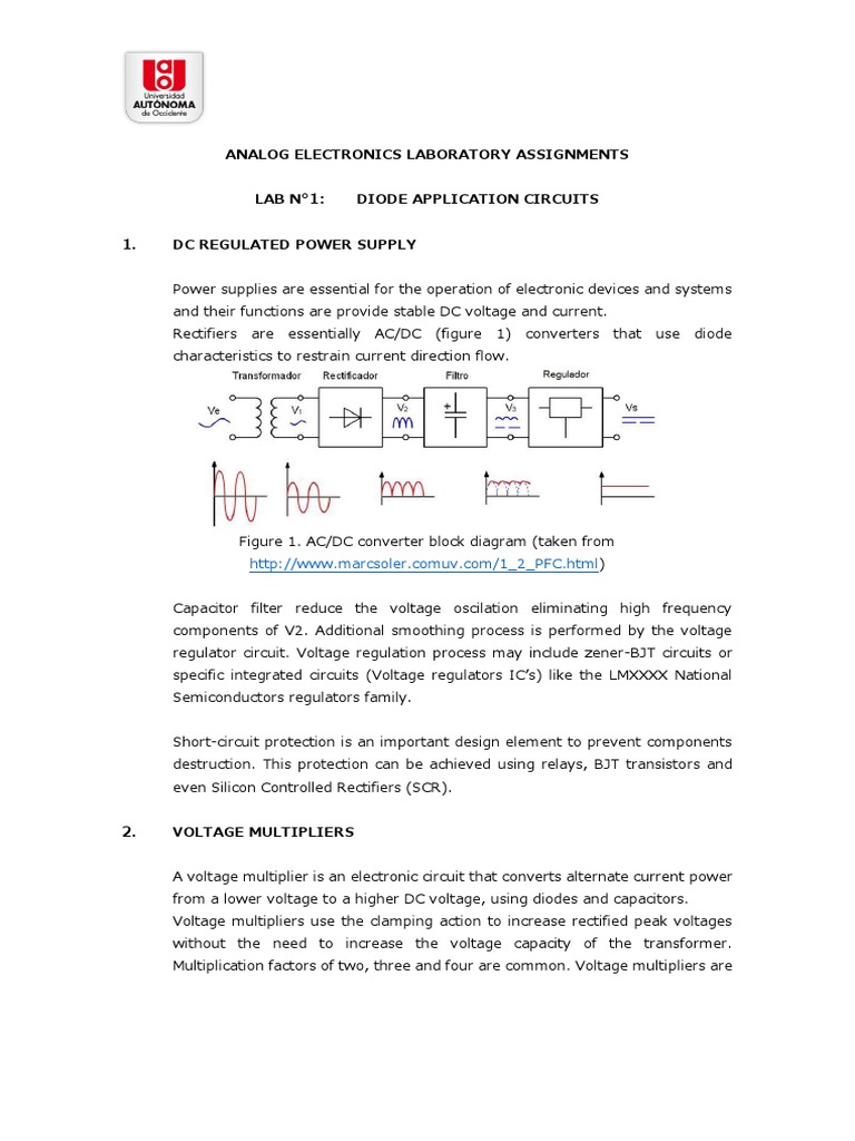 Analog Electronics Laboratory Assignments LAB N°1: Diode Application ...