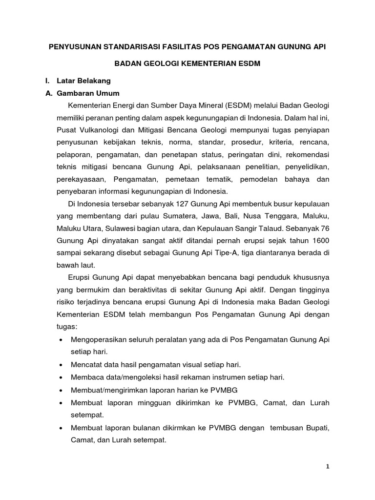 Standarisasi Fasilitas Pos Pengamatan Gunung Api | PDF