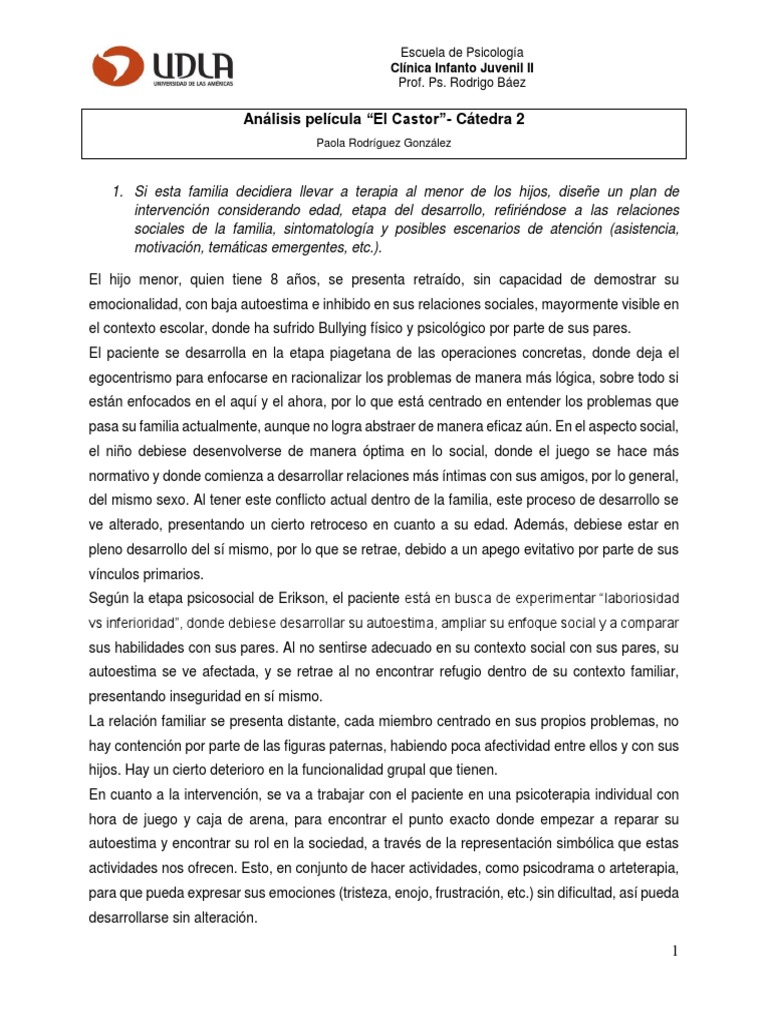 Análisis Película El Castor de Mel Gibson | PDF | Teoría de apego ...