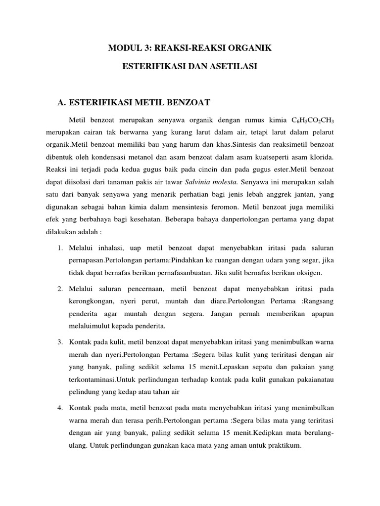 Modul 3 (Esterifikasi & Asetilasi) | PDF