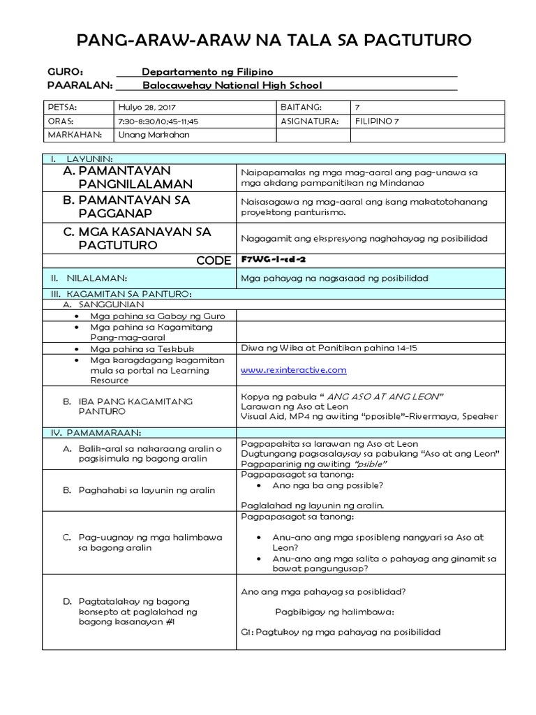 Daily Log Lesson Plan Plain | PDF
