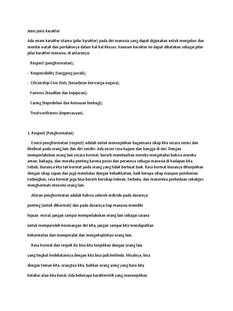 Jenis Jenis Karakter | PDF