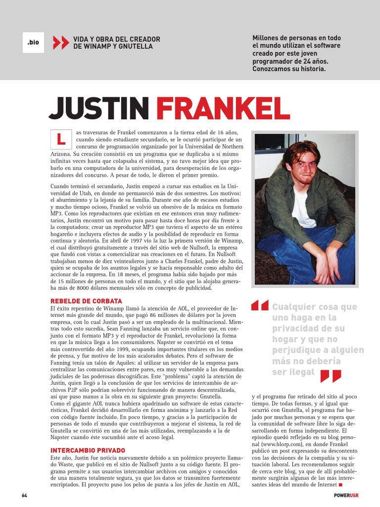 Biografía - Justin Frankel | PDF | Residuos | Informática