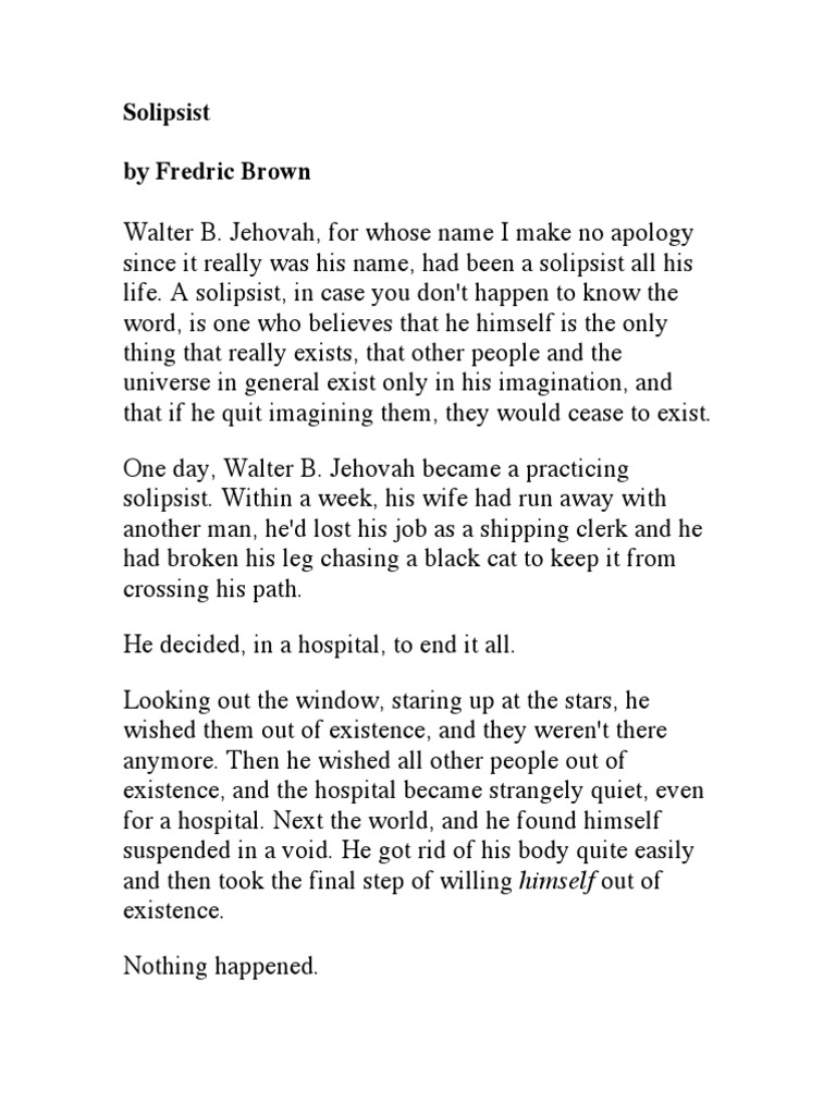 Solipsism Tale: Creation and Existence | PDF | Young Adult