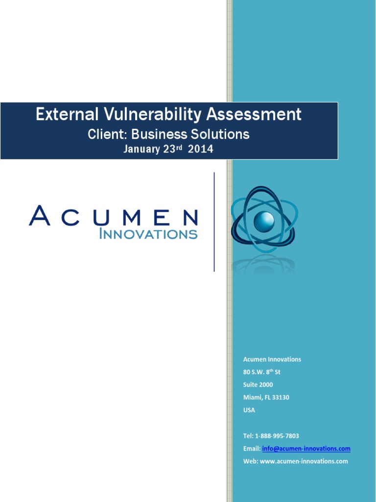 Vulnerability Assessment Sample Report - R1 | PDF | Transport Layer ...
