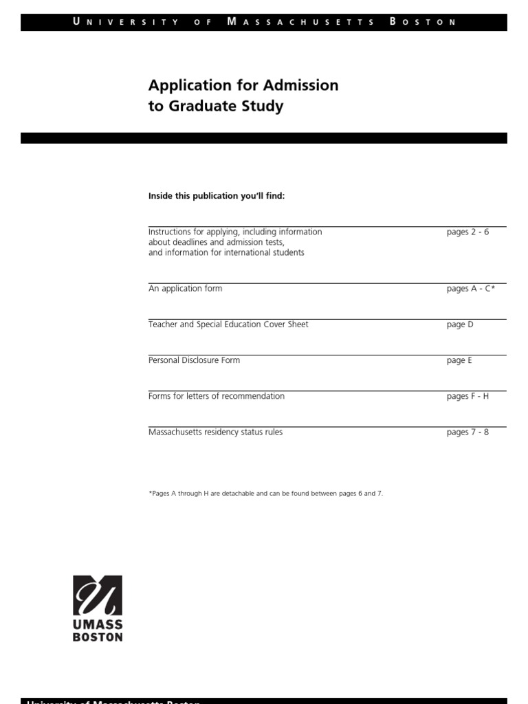 Application For Admission To Graduate Study: Inside This Publication ...