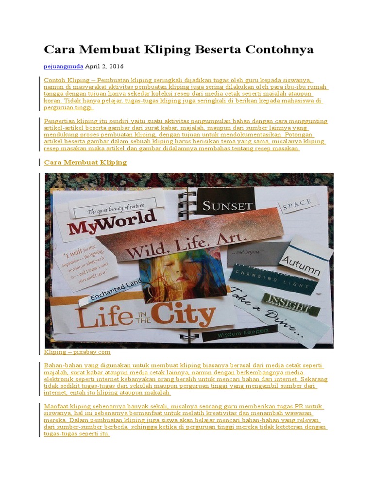 Cara Membuat Kliping Beserta Contohnya | PDF
