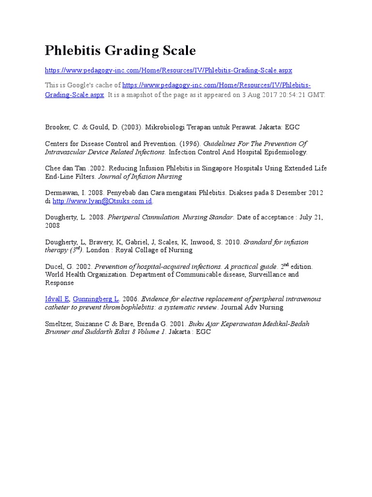 Phlebitis Grading Scale guide | PDF
