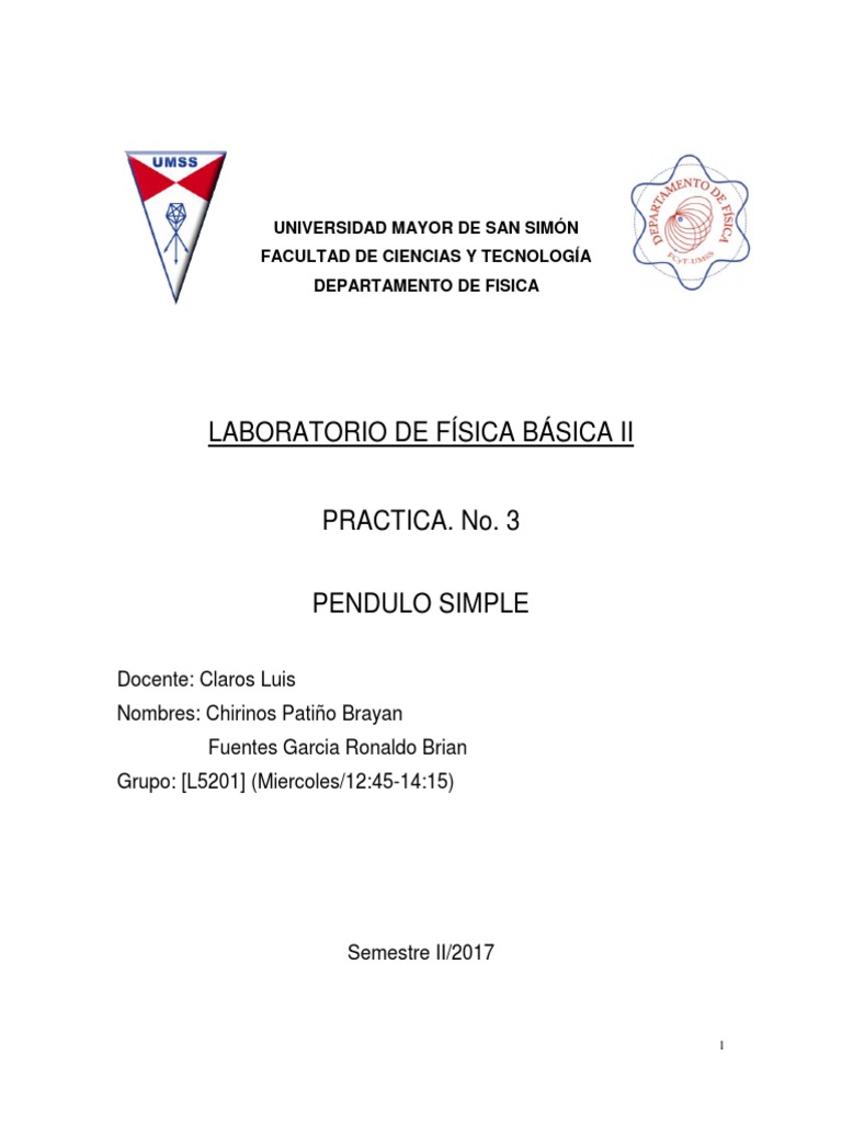 Practica No 3 Lab Fisica 2 | PDF | Péndulo | Esfera