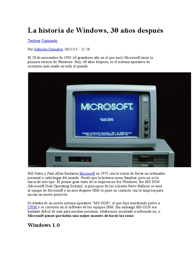 La Historia de Windows | PDF | Microsoft Windows | Microsoft