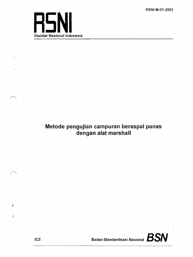 Metode Uji Aspal Marshall RSNI | PDF