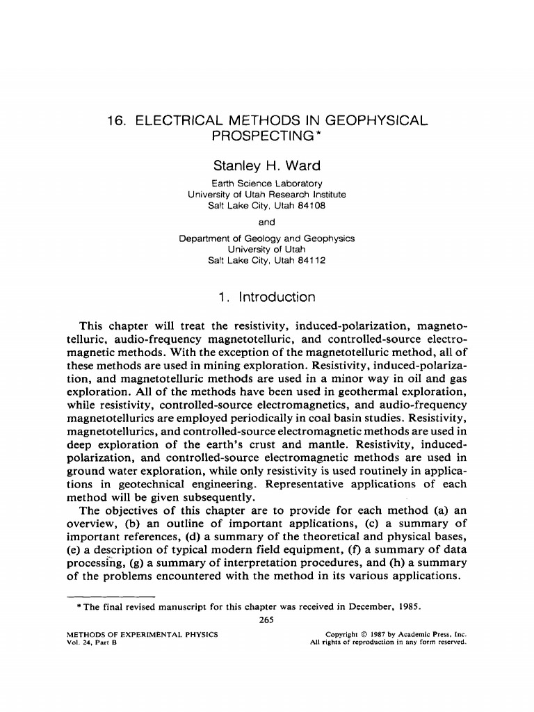 Electrical Methods in Geophysical Prospecting | PDF | Ion | Maxwell's ...