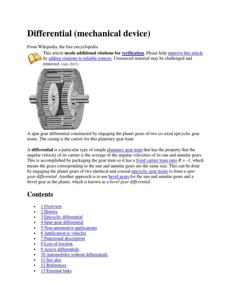 Differential (Mechanical Device) : Verification | PDF | Transmission (Mechanics) | Gear
