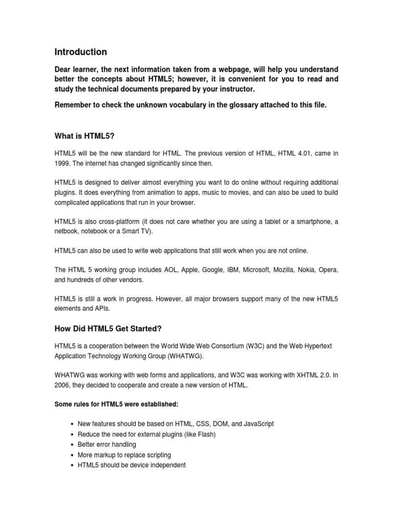 HTML5 Document For Activity | Download Free PDF | Html5 | Html