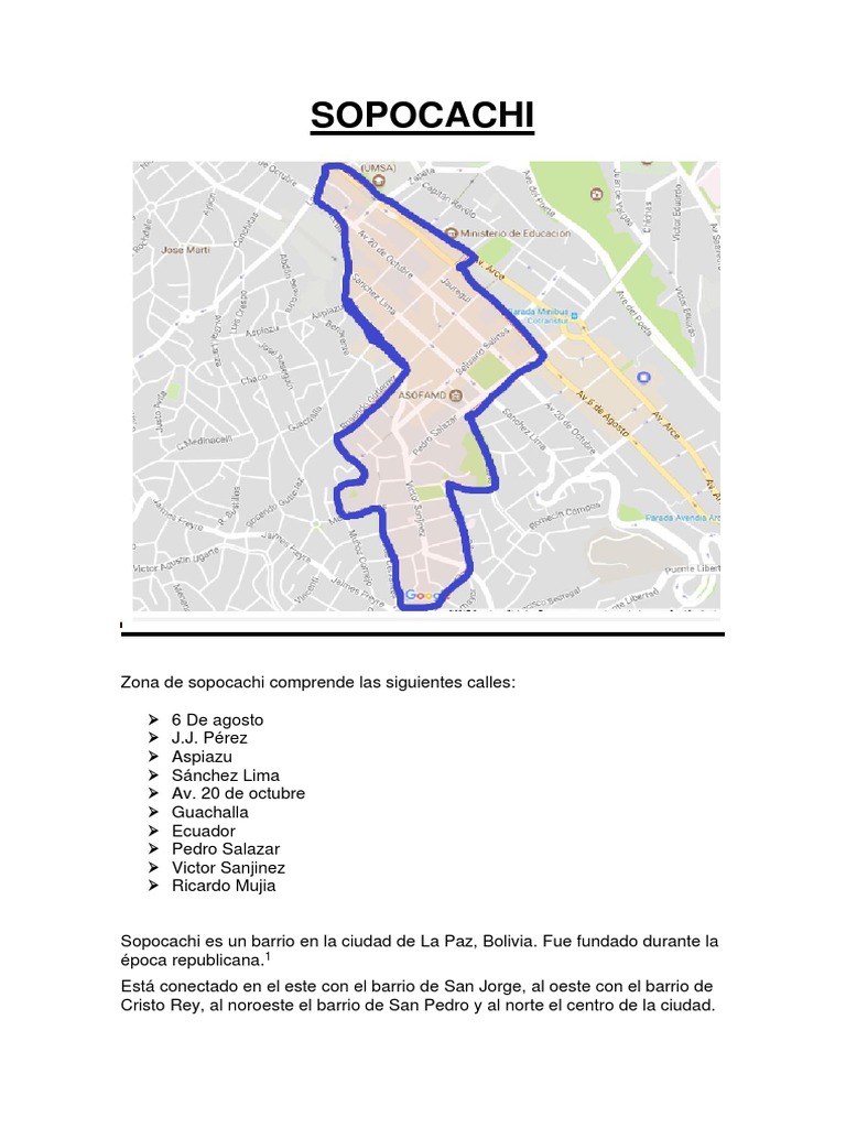 Guía del barrio Sopocachi en La Paz | PDF | América del Sur | Andes