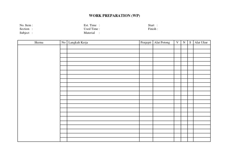 Work Preparation Checklist Template | PDF