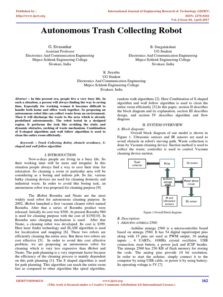 Autonomous Trash Collecting Robot | PDF | Infrared | Vacuum Cleaner