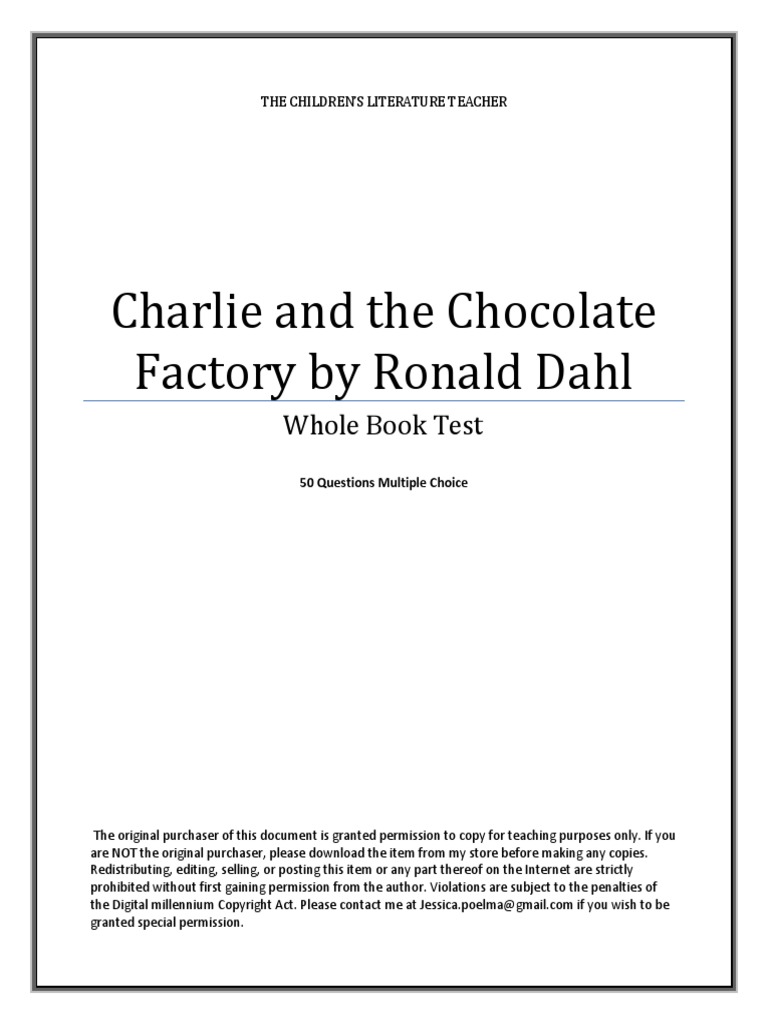 Charlie and The Chocolate Factory Book Test | PDF