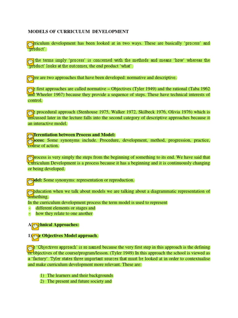 Curriculum Development Models Explained | PDF | Deliberation | Curriculum