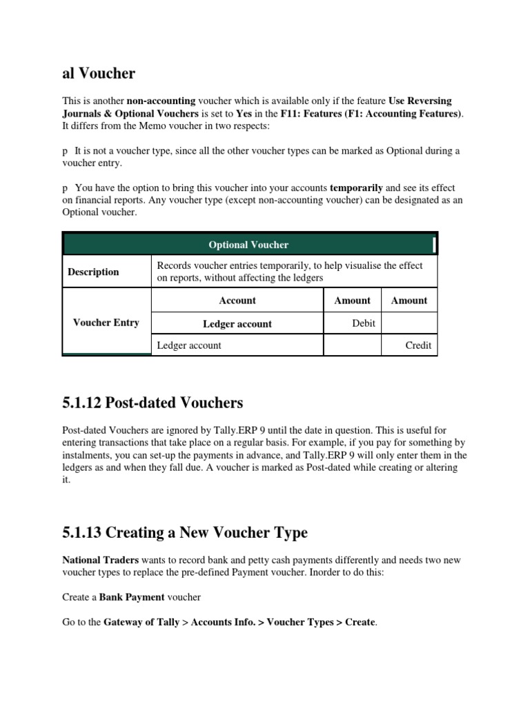 Creating Optional Vouchers in Tally | PDF | Debits And Credits | Cheque