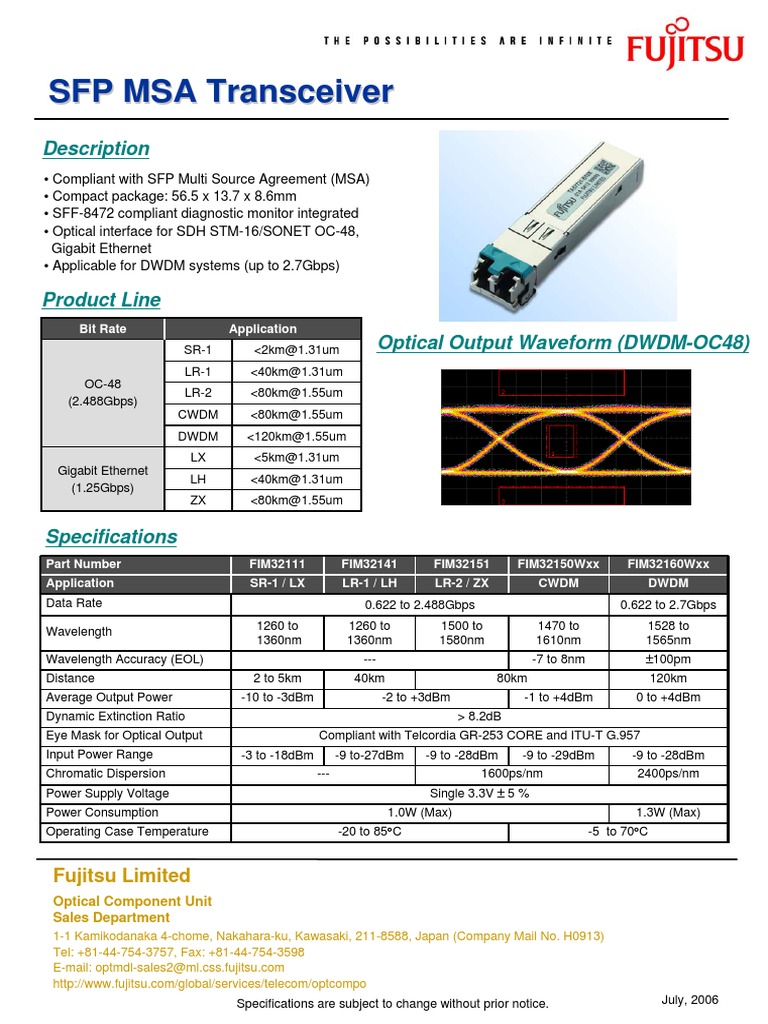 SFP Catalog | PDF | Wavelength Division Multiplexing | Physical Layer ...