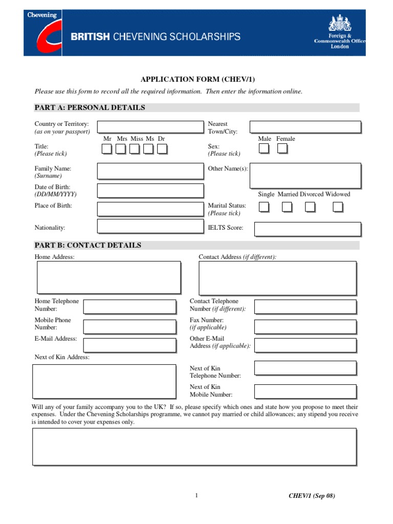 Application Form (Chev/1) | PDF | Science | Institution