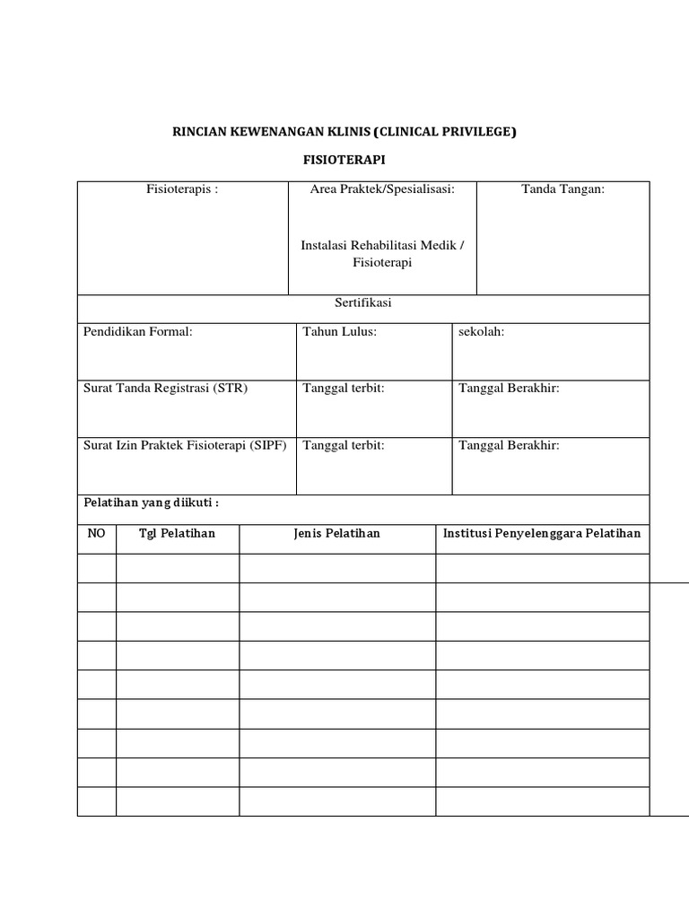 Format RKK Fisioterapi | PDF