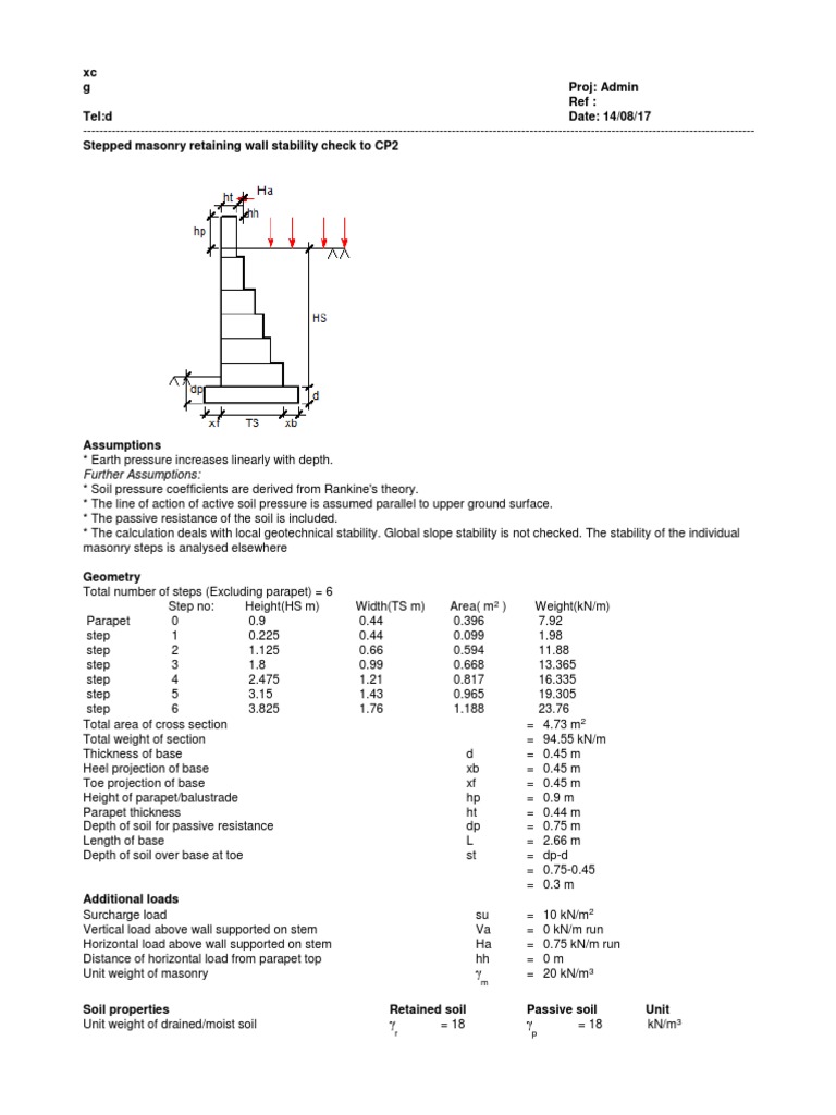 20d-Stepped Masonry Retaining Wall-stability Check | Building | Applied ...