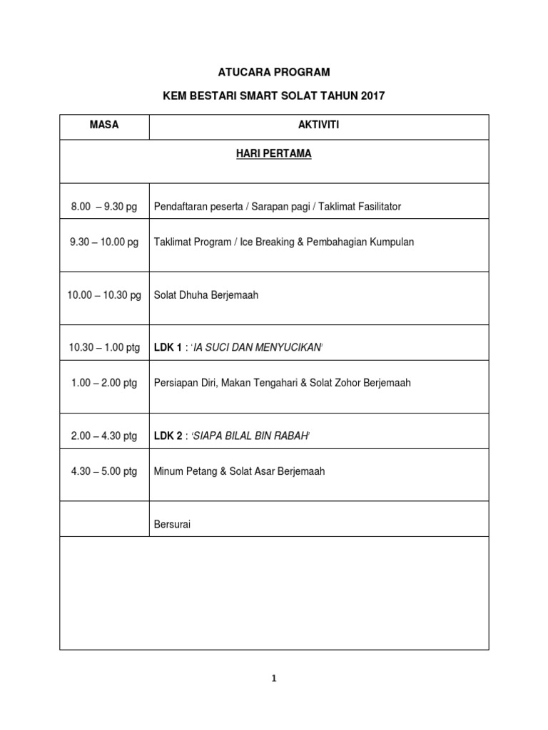 Tentatif Program Smart Solat | PDF