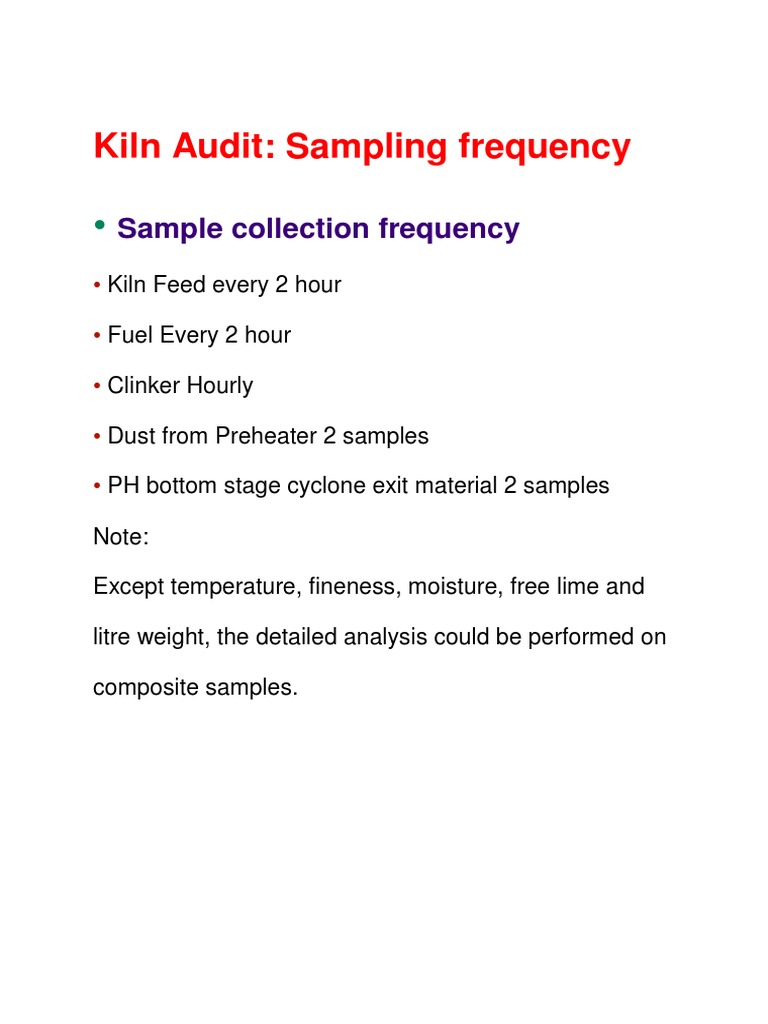 Kiln Audit: Sampling Frequency Guidelines | PDF
