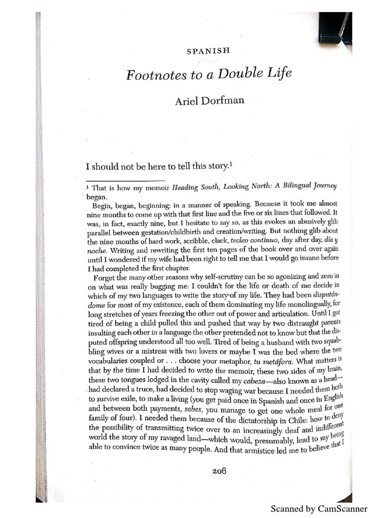 Footnotes To A Double Life - Ariel Dorfman | PDF