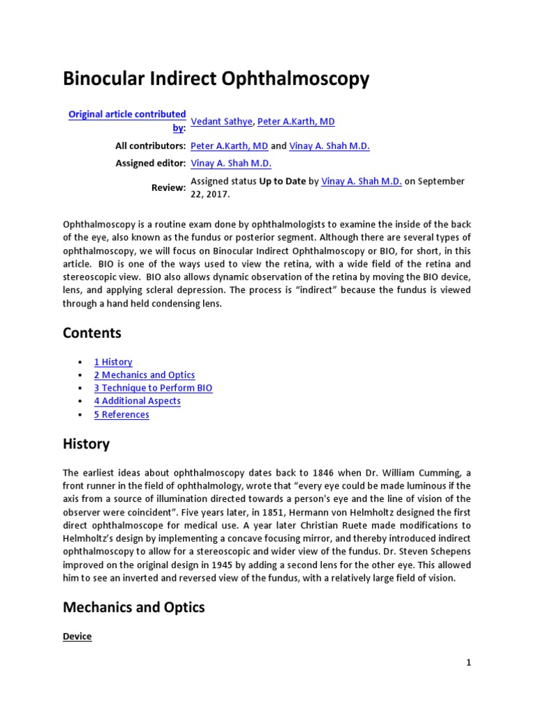 Binocular Indirect Ophthalmoscopy - Funduskopi Inderek | PDF | Lens ...