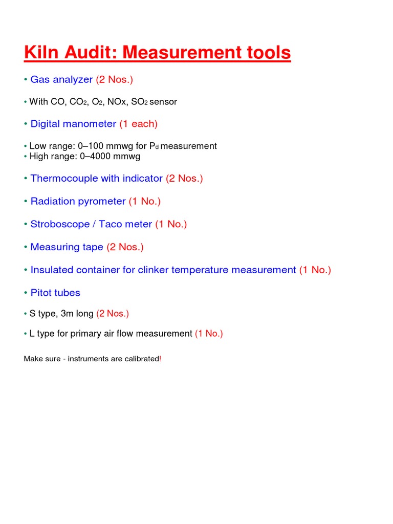 Kiln Audit - Required Measurement Tools | PDF | Technology & Engineering