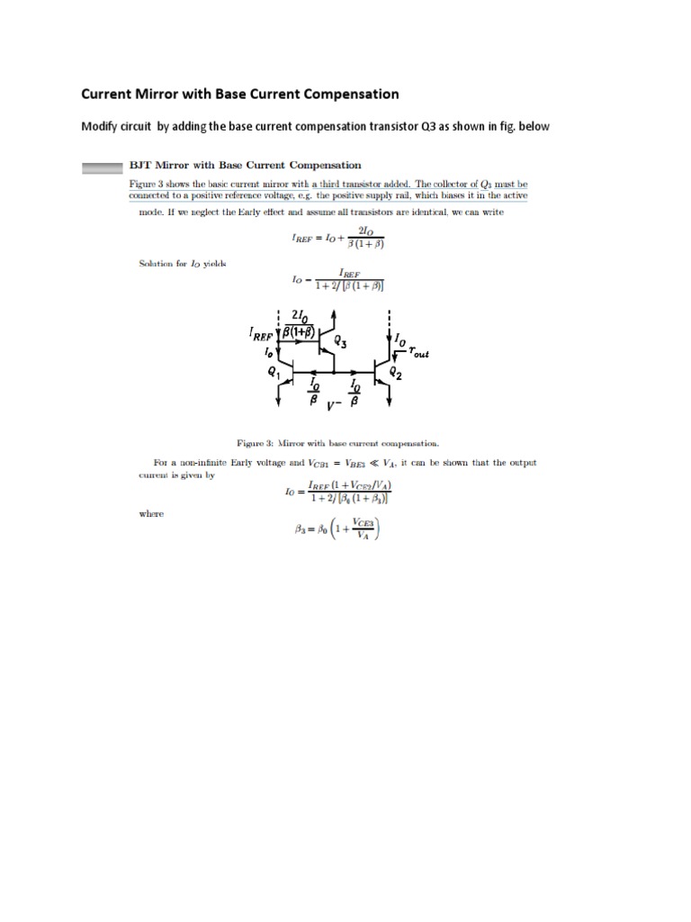 Current Mirror With Base Current Compensation | PDF