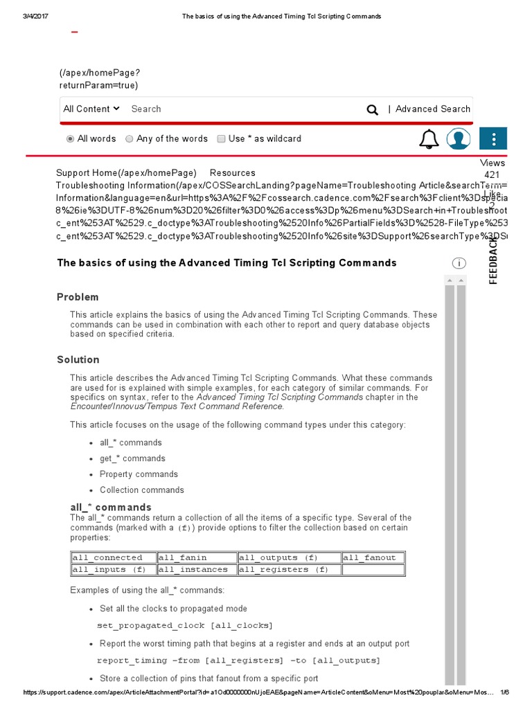 The Basics of Using The Advanced Timing TCL Scripting Commands | PDF ... The Basics of Using The Advanced Timing TCL Scripting Commands | PDF ...