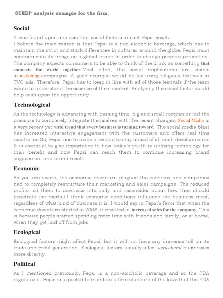 STEEP Analysis Example For The Firm | PDF | Swot Analysis | Business