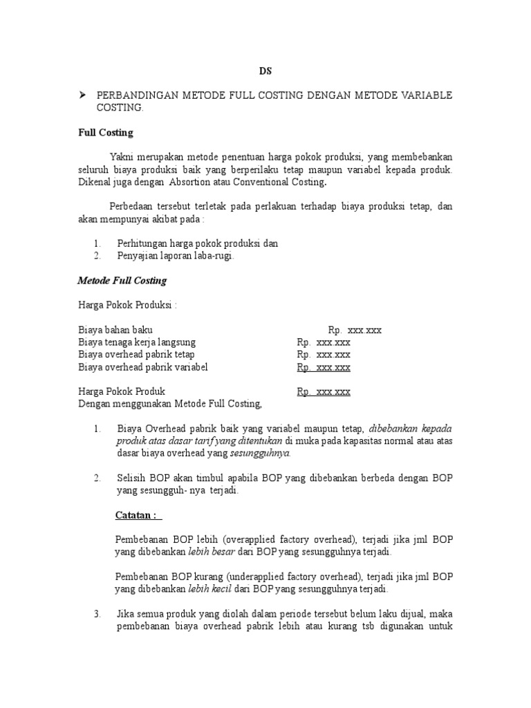 Bab 5 - Variable Costing | PDF