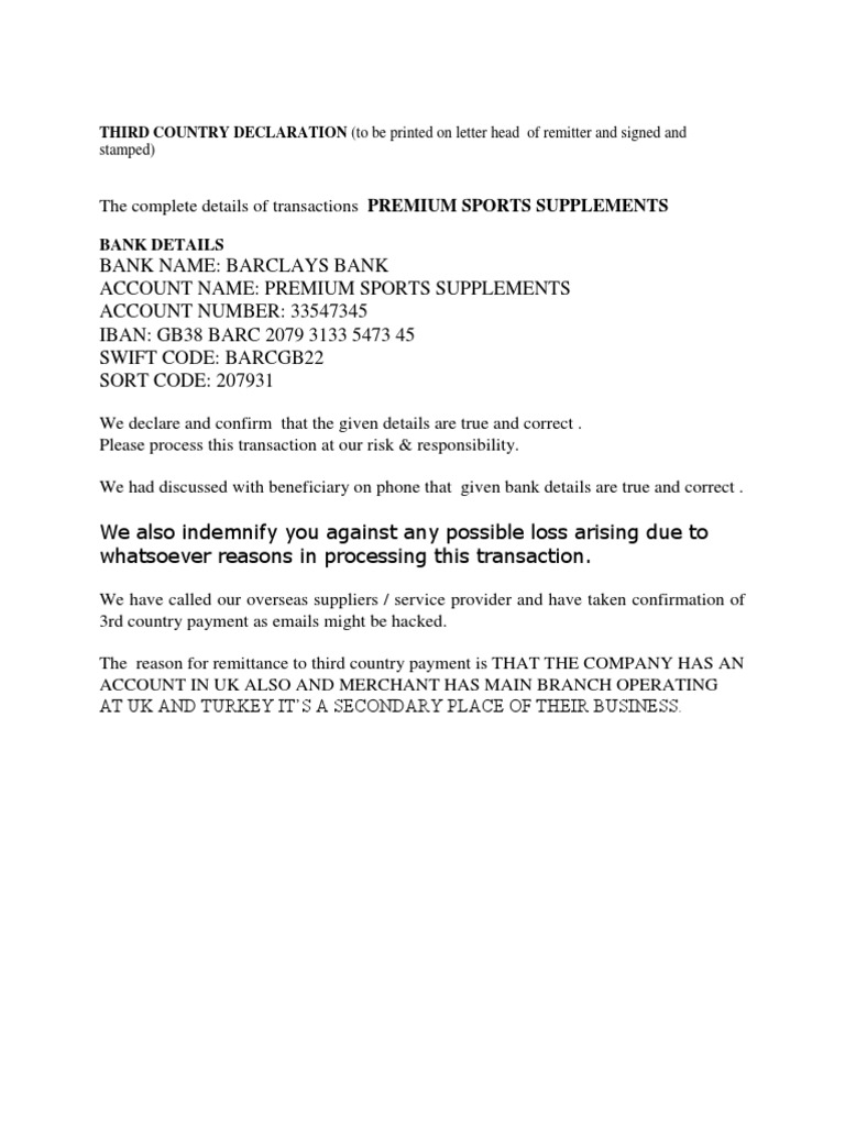 Third Country Declr | PDF