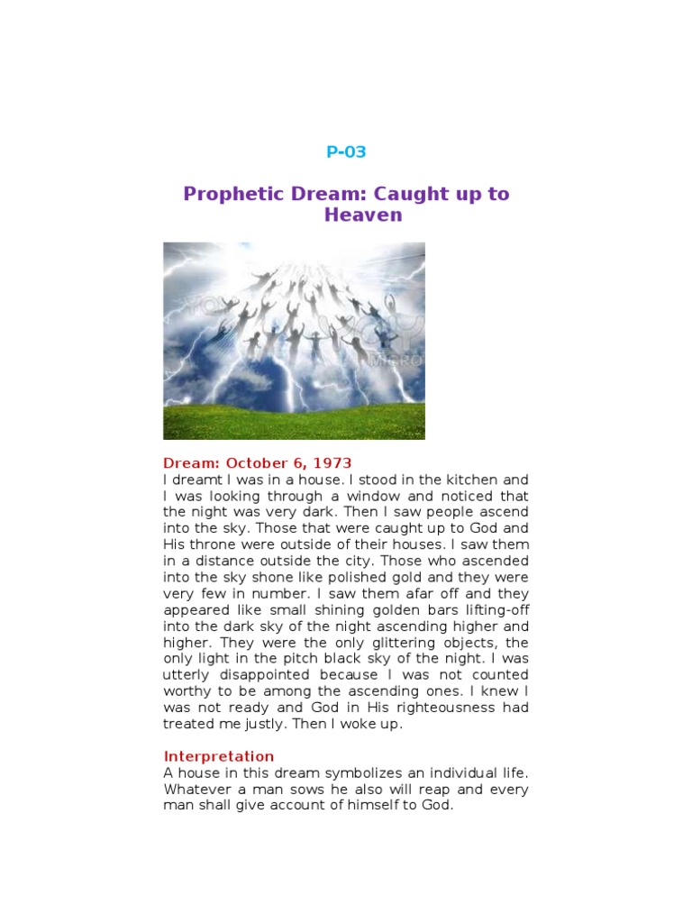 P-03 Prophetic Dream - Caught Up To God and His Throne | PDF ...