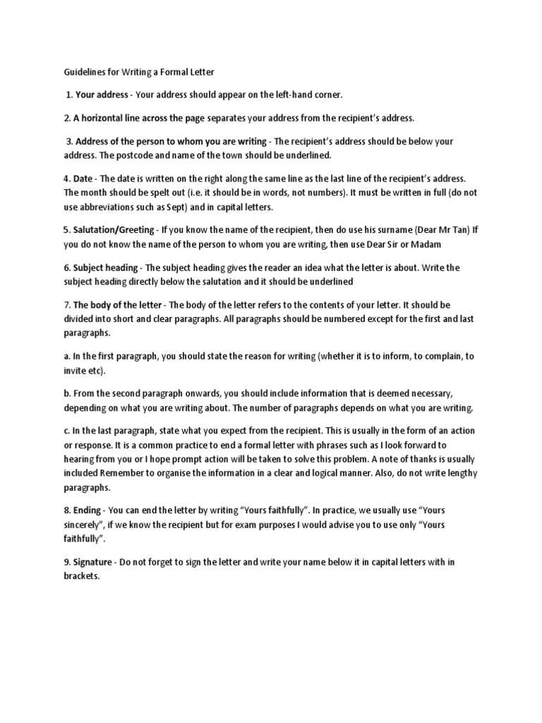 Guidelines For Writing A Formal Letter | PDF | Laughter | Address ...